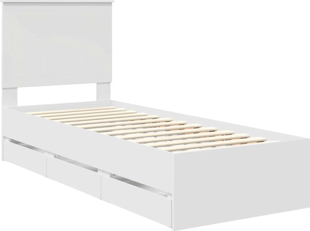 Rám postele se zásuvkou Bílá 75 x 190 cm Inženýrské dřevo 3411166