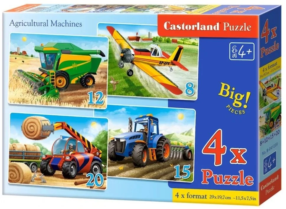Castorland puzzle zemědělské stroje 4v1 (8,12,15,20 dílků)