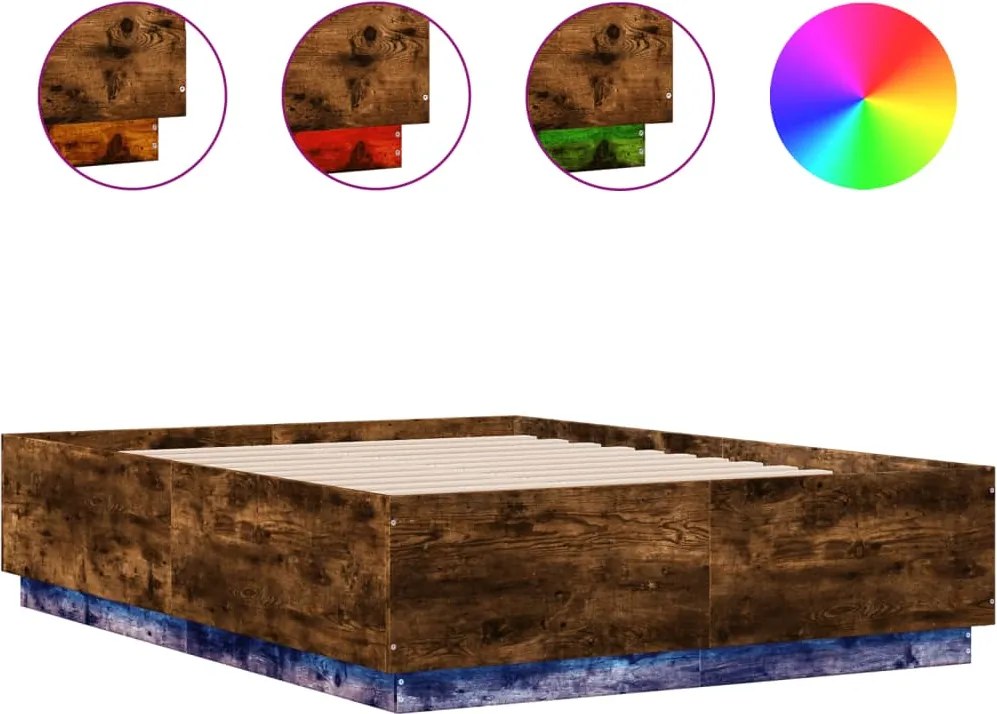 Rám postele s LED osvětlením kouřový dub 120 x 190 cm kompozit 3209657