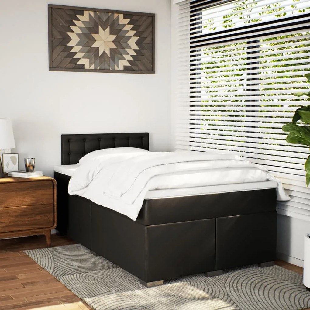 Box spring postel s matrací černá 120 x 200 cm umělá kůže 3288416