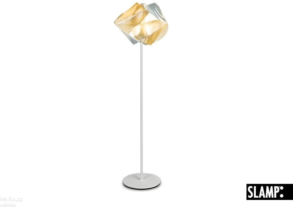 Slamp Gemmy prisma floor, stojací lampa z lentiflexu, zlatá, 1x75W, výška 170cm