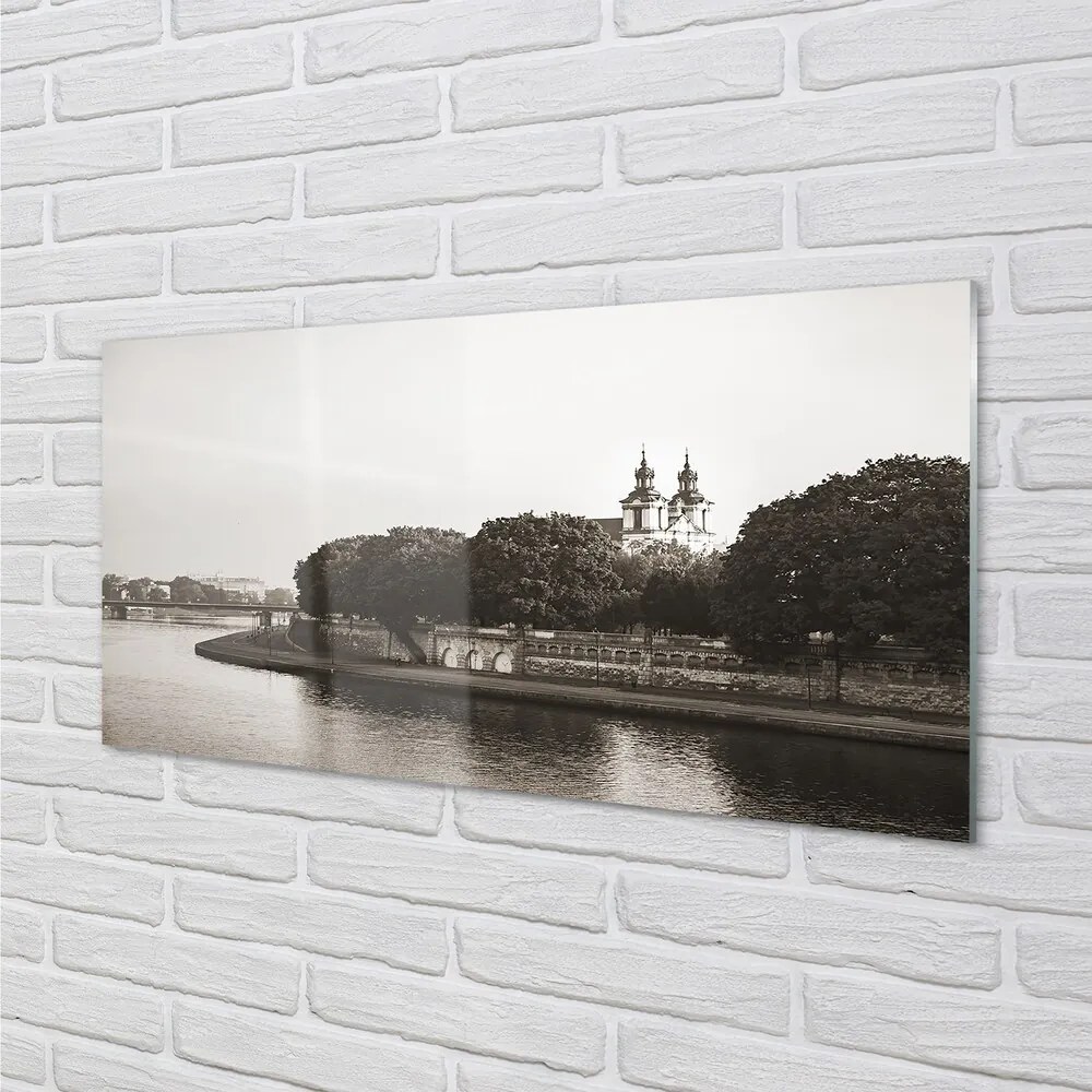 Obraz na skle Krakow River bridge 120x60 cm