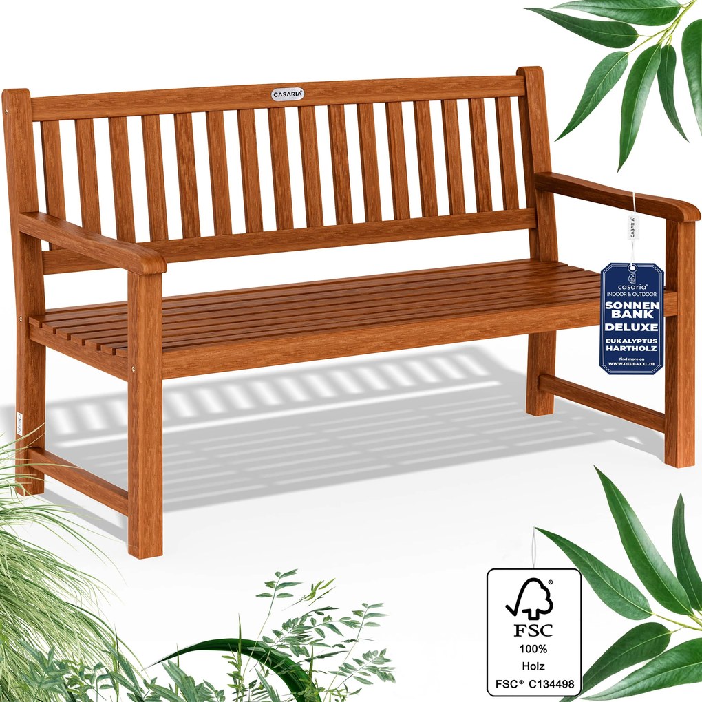 Zahradní lavice Maxima z eukalyptového dřeva certifikace FSC® 152x55x92cm
