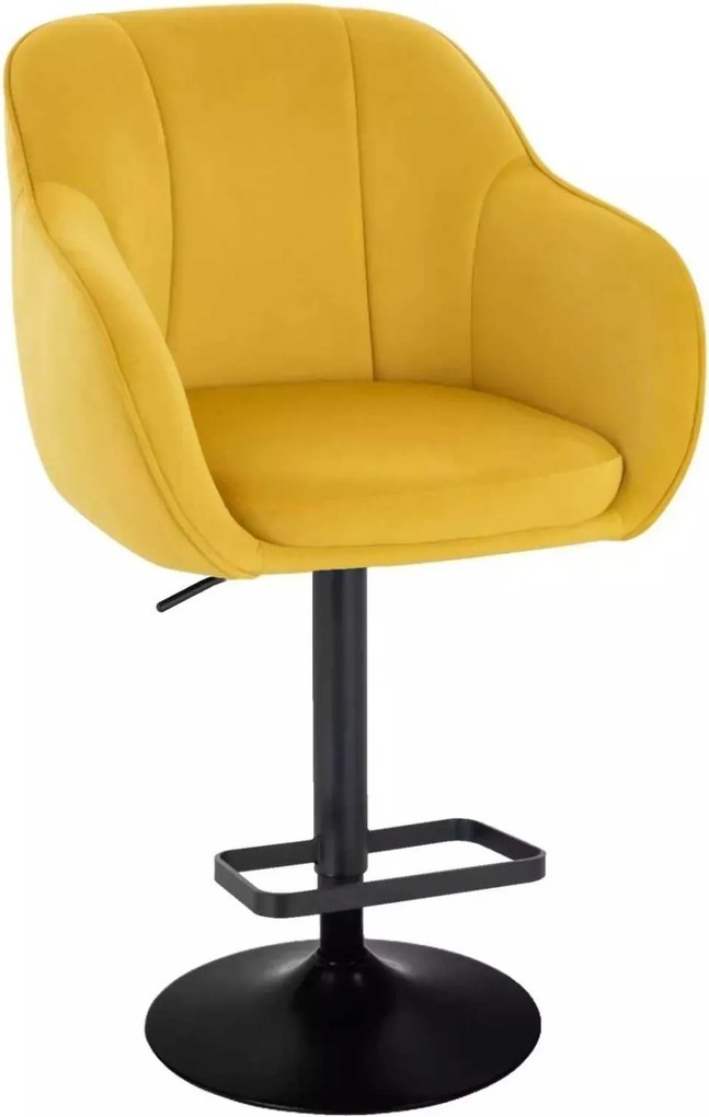 LuxuryForm DESIGN Barová židle AVOLA VELUR na černé kulaté podstavě - žlutá