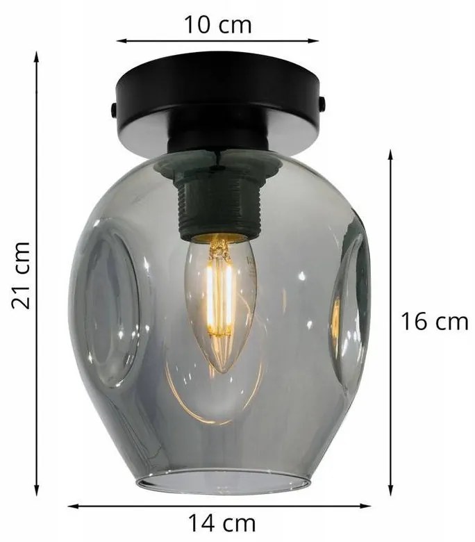Stropní svítidlo Praga, 1x skleněné stínítko (výběr ze 3 barev)