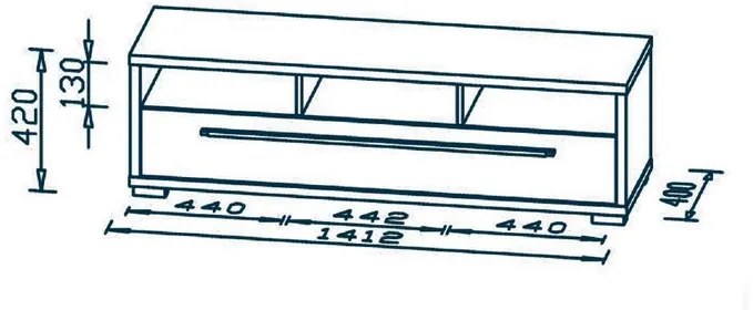 TV stolek Glanz, beton/bílý lesk