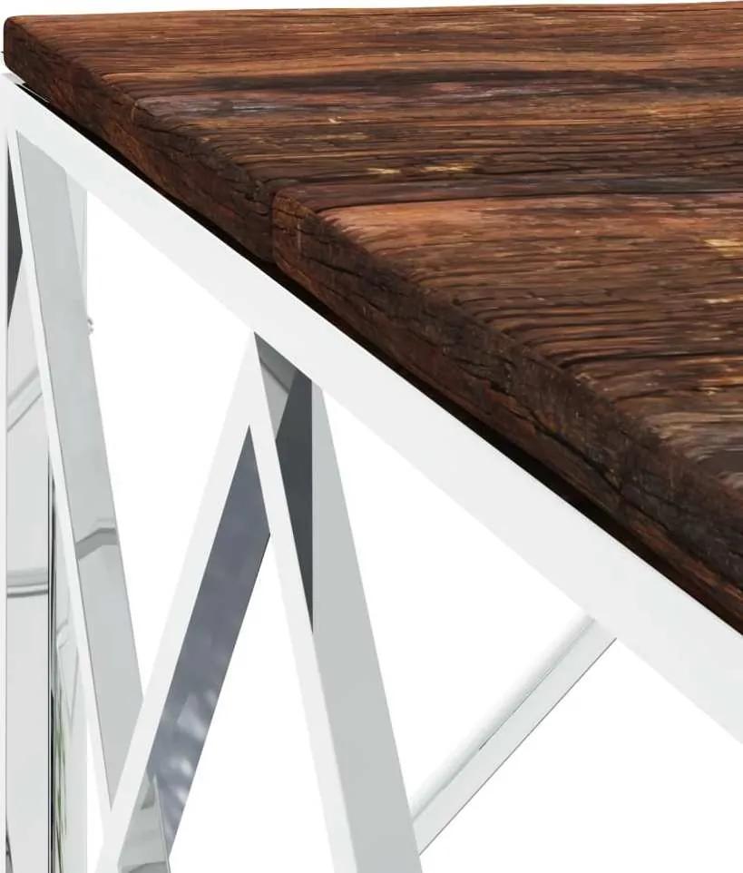 vidaXL Konferenční stolek nerezová ocel a recyklované dřevo [349973] Barva: stříbrná a hnědá