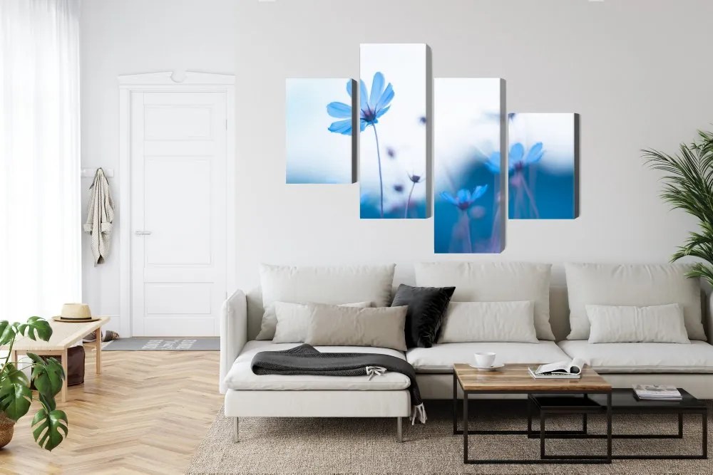 Vícedílný obraz Jemné Modré Květy Nedostatek Nedostatek Přírodní plátno 240x150