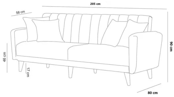 Rozkládací dvoumístná pohovka KITO krémová