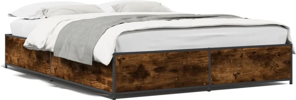 Rám postele kouřový dub 120 x 190 cm kompozitní dřevo a kov 3279864