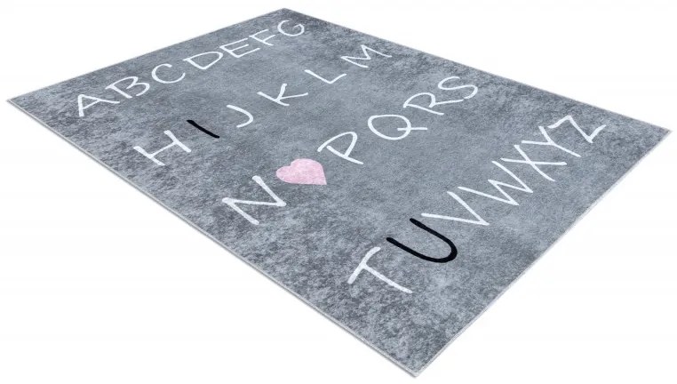 Dywany Łuszczów, Dětský kusový koberec Junior 52106.801 Alphabet grey, 160x220, šedá, dětský pokoj