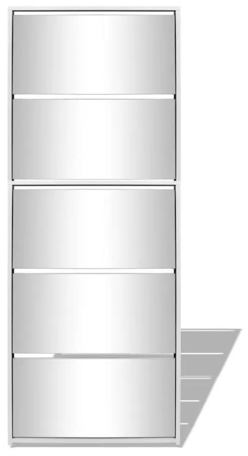 Botník Sinclair - pětipatrový - zrcadlový - bílý | 63x17x169,5 cm