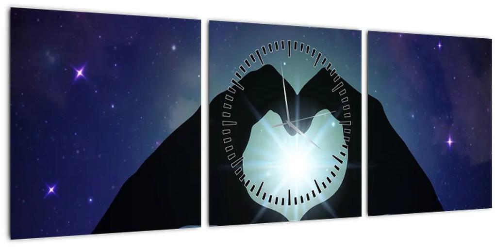 Obraz - Symbolická láska (s hodinami) (90x30 cm)
