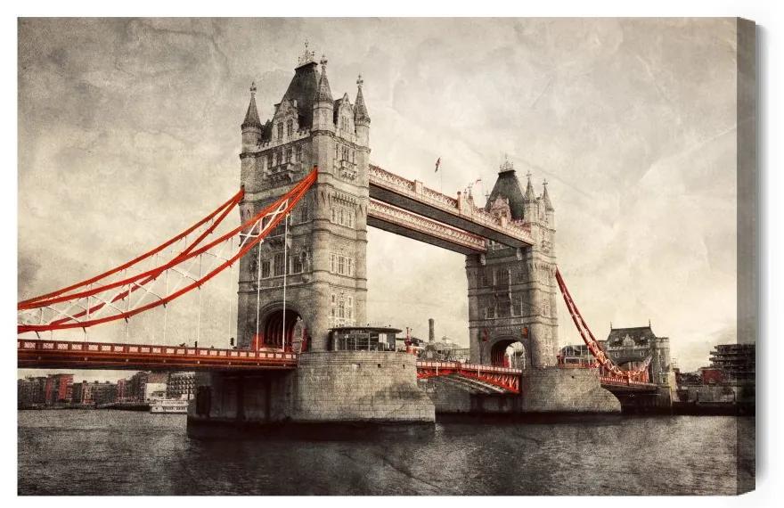 Obraz Tower Bridge V Retro Stylu Nedostatek Nedostatek Přírodní plátno 100x70