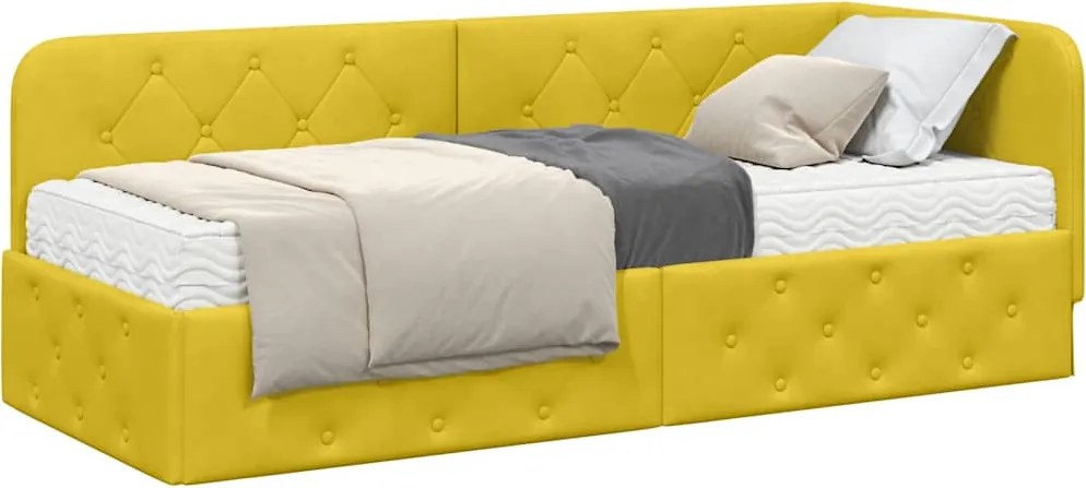 Rohový rám postele Žlutá 80 x 200 cm samet 3394068