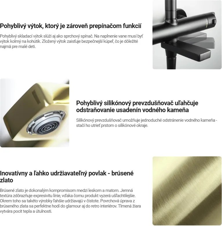 Deante Cascada, nástěnná vanová baterie s otočnou výlevkou, zlatá matná, DEA-BCH_R1BT