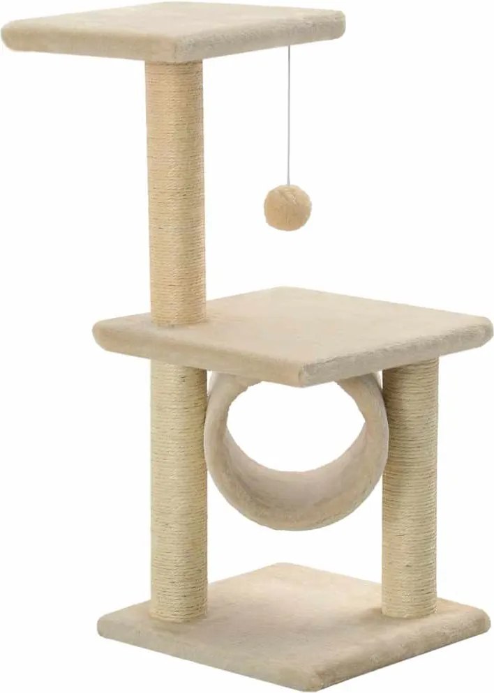 Škrabadlo pro kočky sisalové sloupky 65 cm béžové 170548