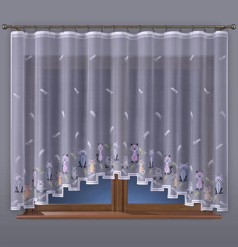 Kusová záclona KOČKY oblouková záclona 160x300cm