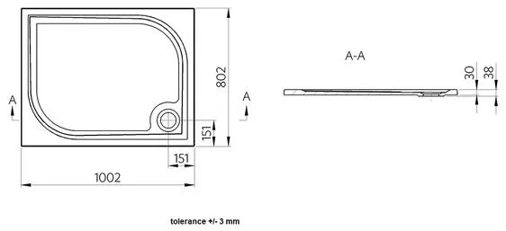 EBS Aria Vanička sprchová 100x80 litá