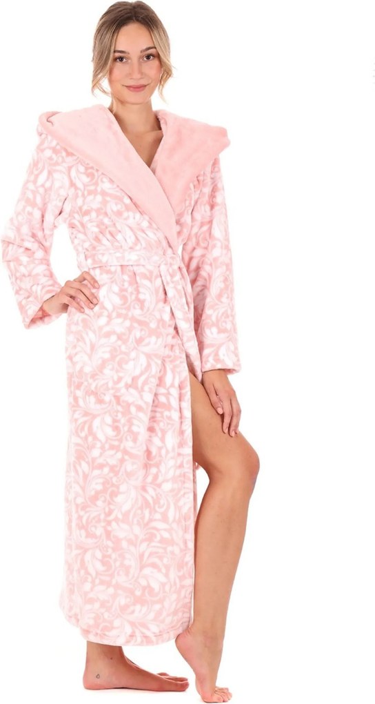 Župan s kapucí Flora růžová perla 39 56 3053 - XL