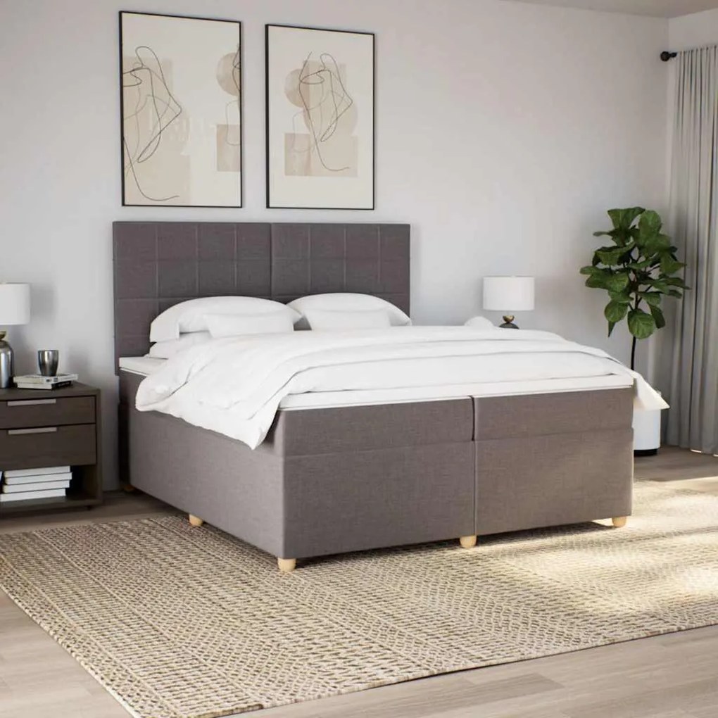 Box spring postel s matrací taupe 200x200 cm textil 3291391