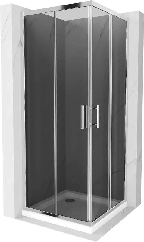 Mexen Rio čtvercový sprchový kout 70 x 70 cm, šedé sklo-chromový profil+ sprchová vanička, 860-070-070-01-40-4010