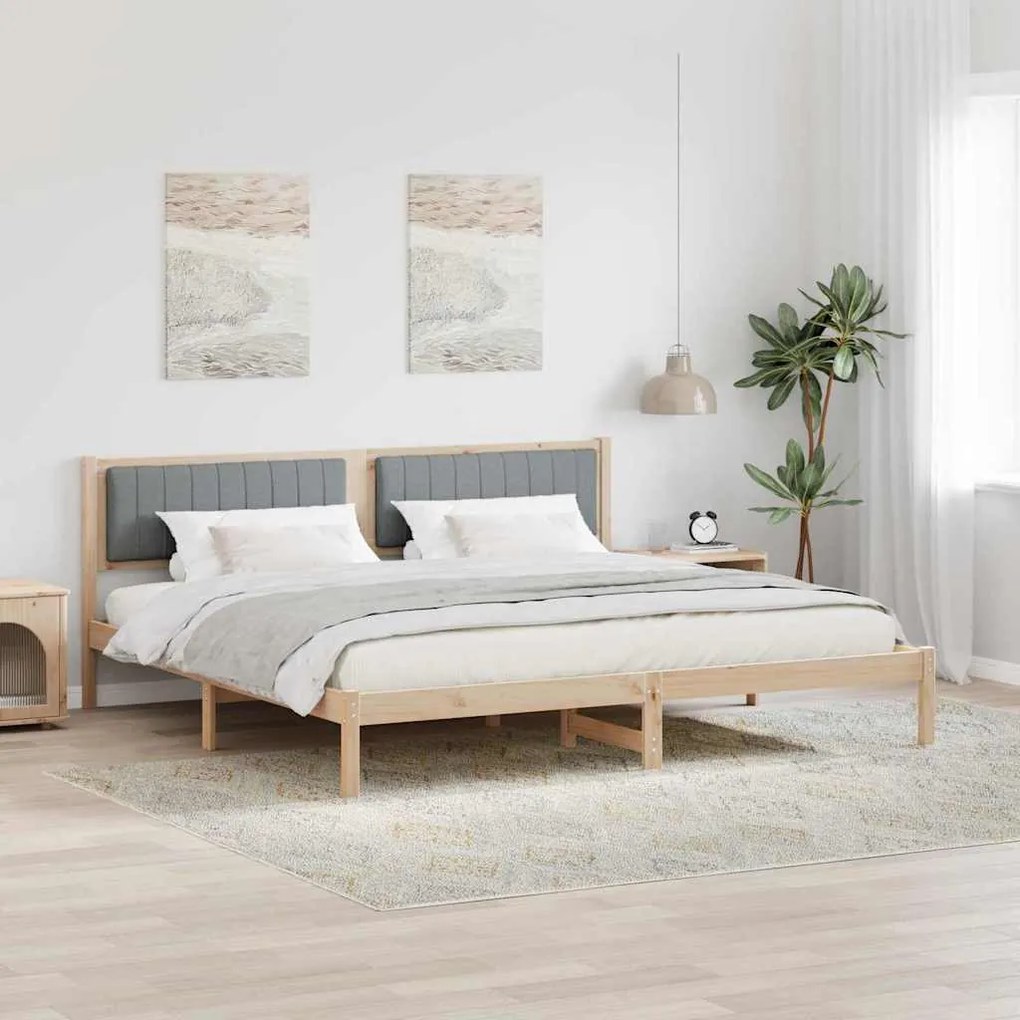 Rám postele Světle šedá 200 x 200 cm Masivní borové dřevo 3394238