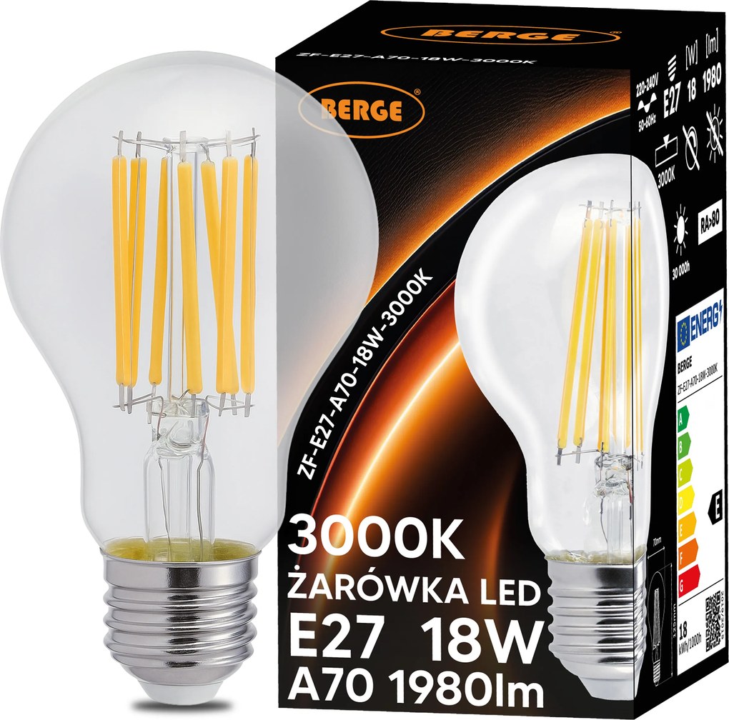 BERGE SADA 6x LED žárovka E27 18W 1980lm 3000K - teplá bílá