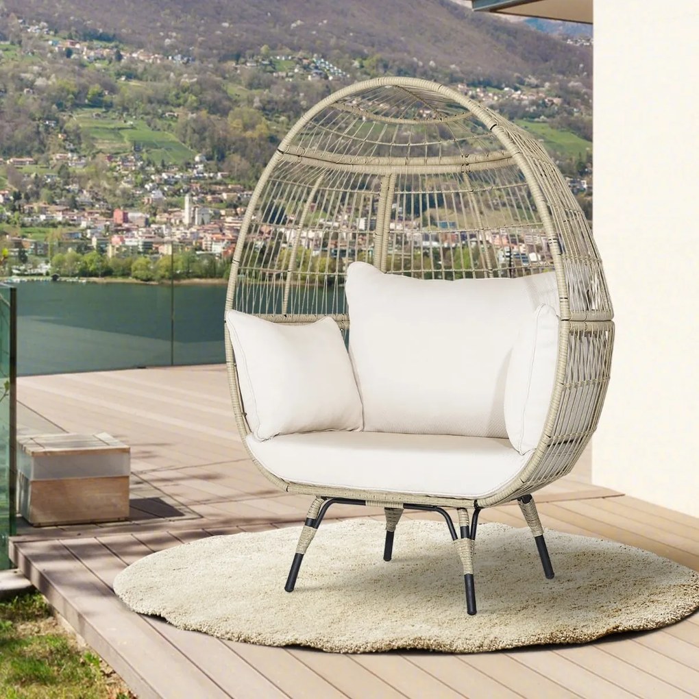 Costway Proutěné křeslo ve tvaru vejce Oversized vnitřní