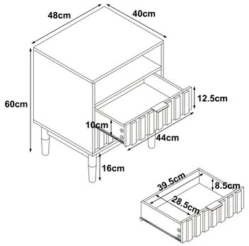 Noční stolek s drážkováním TURRO
