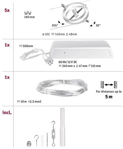 Paulmann 94436 - SADA 5xGU5,3/10W Bodové svítidlo CARDAN 230V matný chrom
