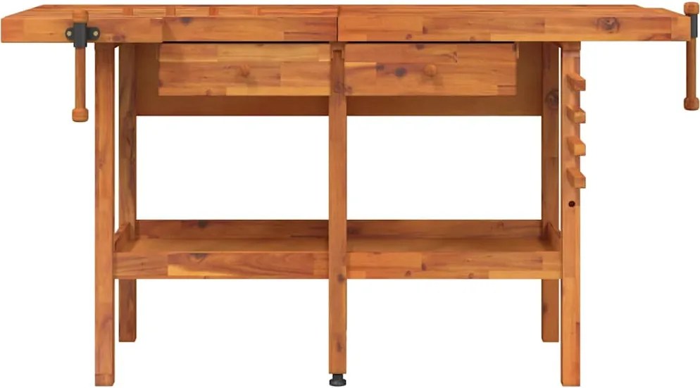 Pracovní stůl se zásuvkami a svěráky 162x62x83cm masivní akácie 153323
