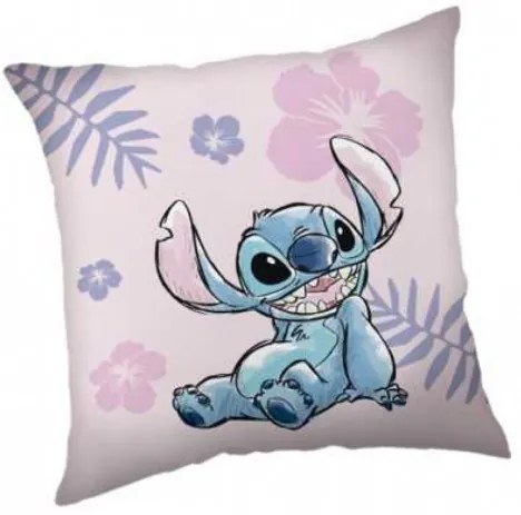 Jerry Fabrics - Dívčí dekorační polštářek Lilo &amp; Stitch - světle růžový / 40 x 40 cm