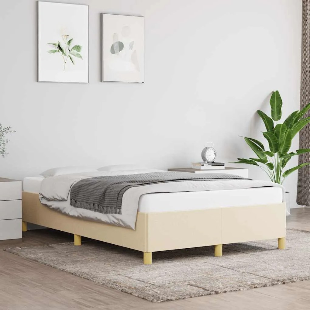 Rám postele bez matrací krémově 120x190 cm textil 3269643