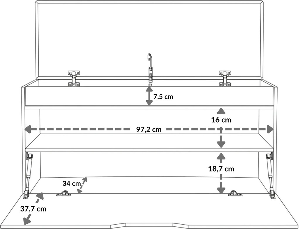 Botník s sedákem a úložným prostorem TORI, 100 x 50 x 35 cm, bílá