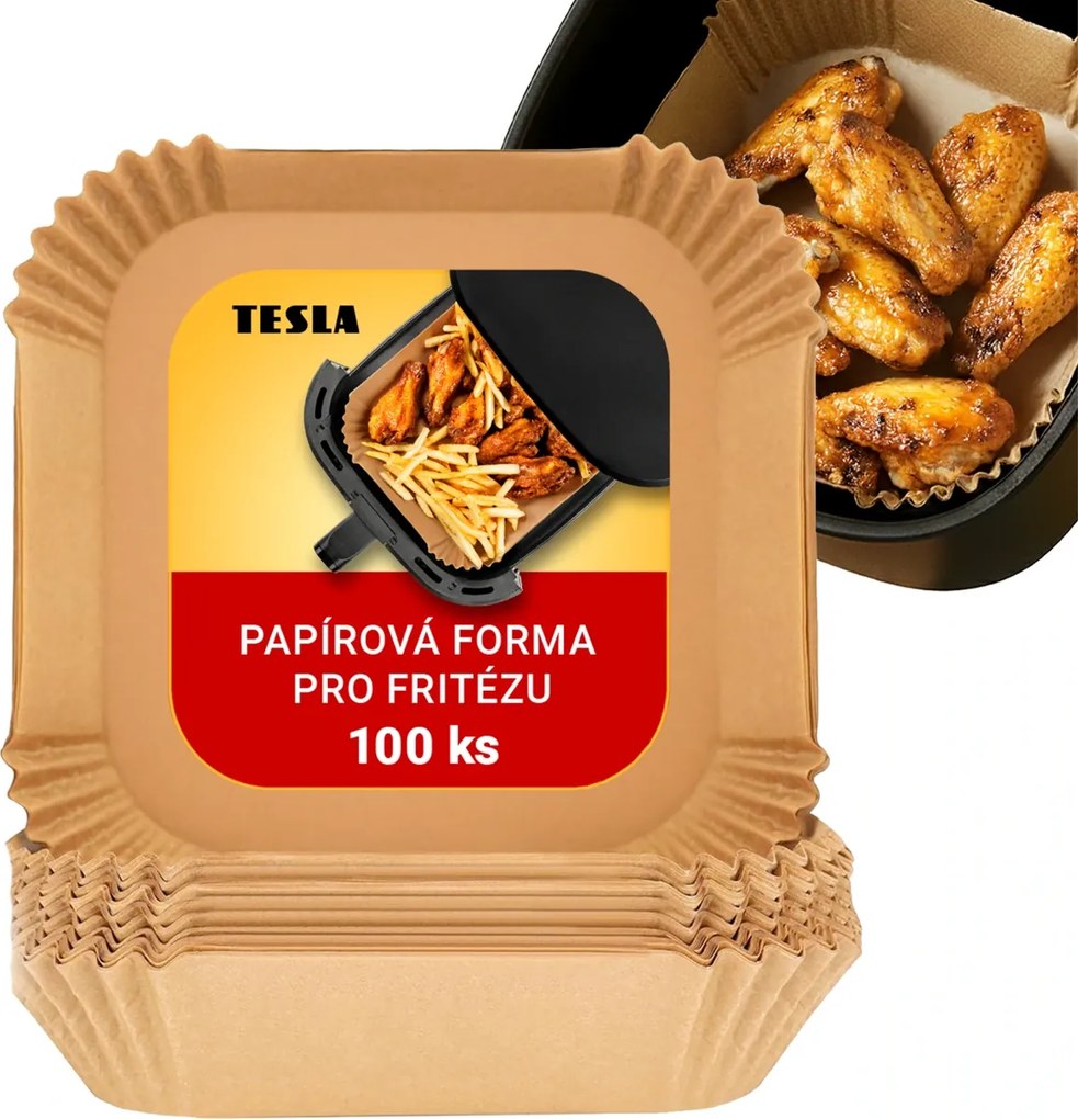 TESLA AirCook QB2058 - papírová forma pro horkovzdušnou fritézu 20 x 20 cm (100 ks)