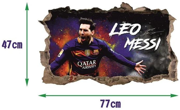 3D stylová nálepka na zeď s motivem Lionel Messi 47x77 cm