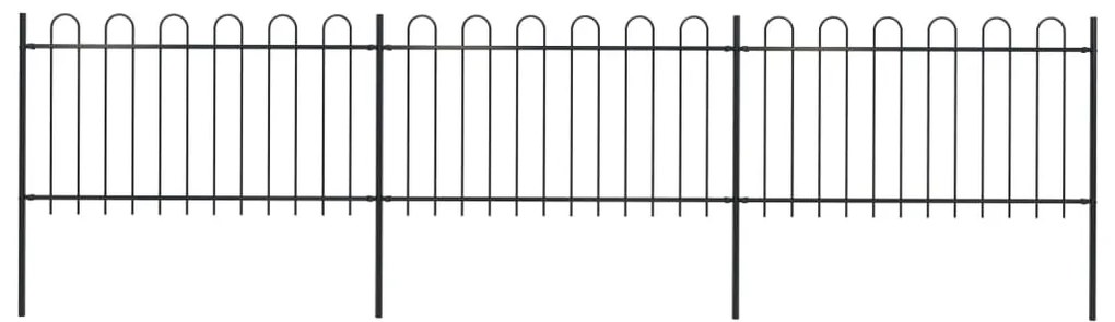 vidaXL Zahradní plot s hroty ocelový 5,1 x 1 m černý