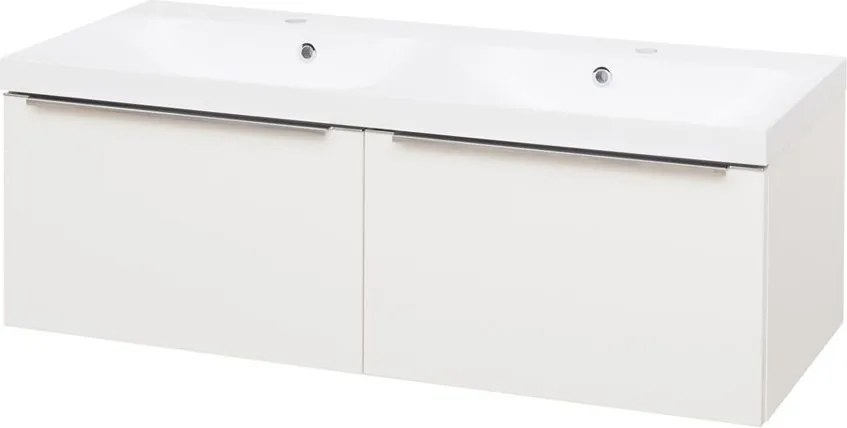 Mereo Mereo, Mailo, koupelnová skříňka s umyvadlem z litého mramoru 121 cm, bílá, dub, antracit, CN518M