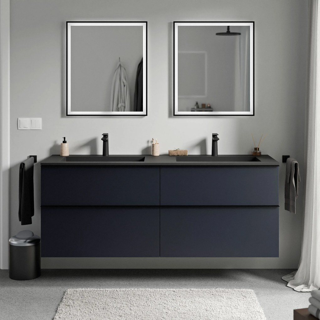 Koupelnová skříňka LAVOA 160 cm s umyvadlem z minerálního odlitku BRUXELLES - možnost volby barvy