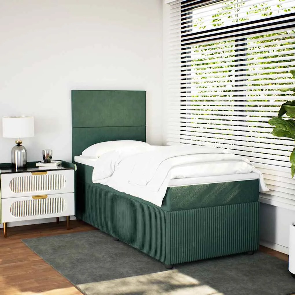 Box spring postel s matrací tmavě zelená 90x190 cm samet 3294511