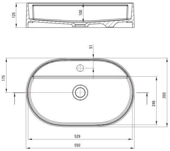 Deante CQS_SU6B -Umyvadlo na desku s otvorem SILIA 35x55cm granit/metalicky šedá