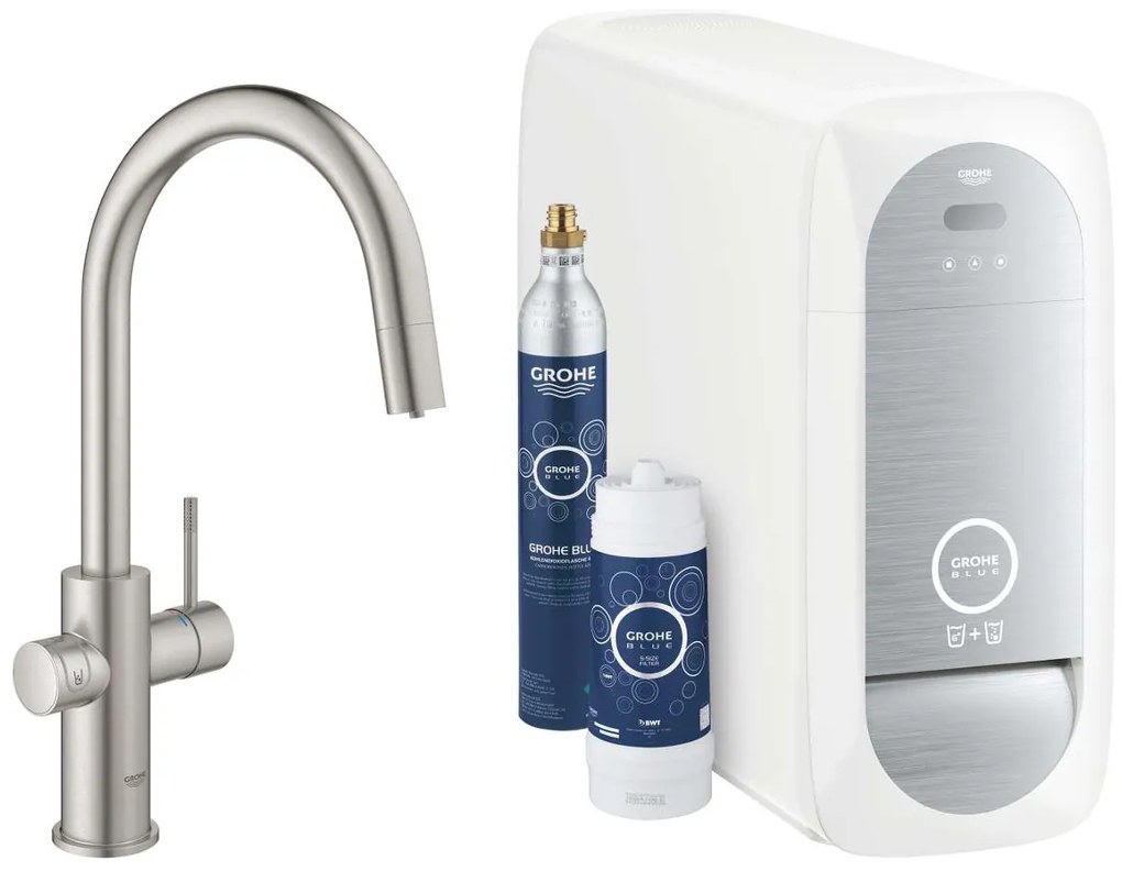 Grohe Blue Home - Dřezová baterie Connected, s chladícím zařízením a filtrací, supersteel 31541DC0