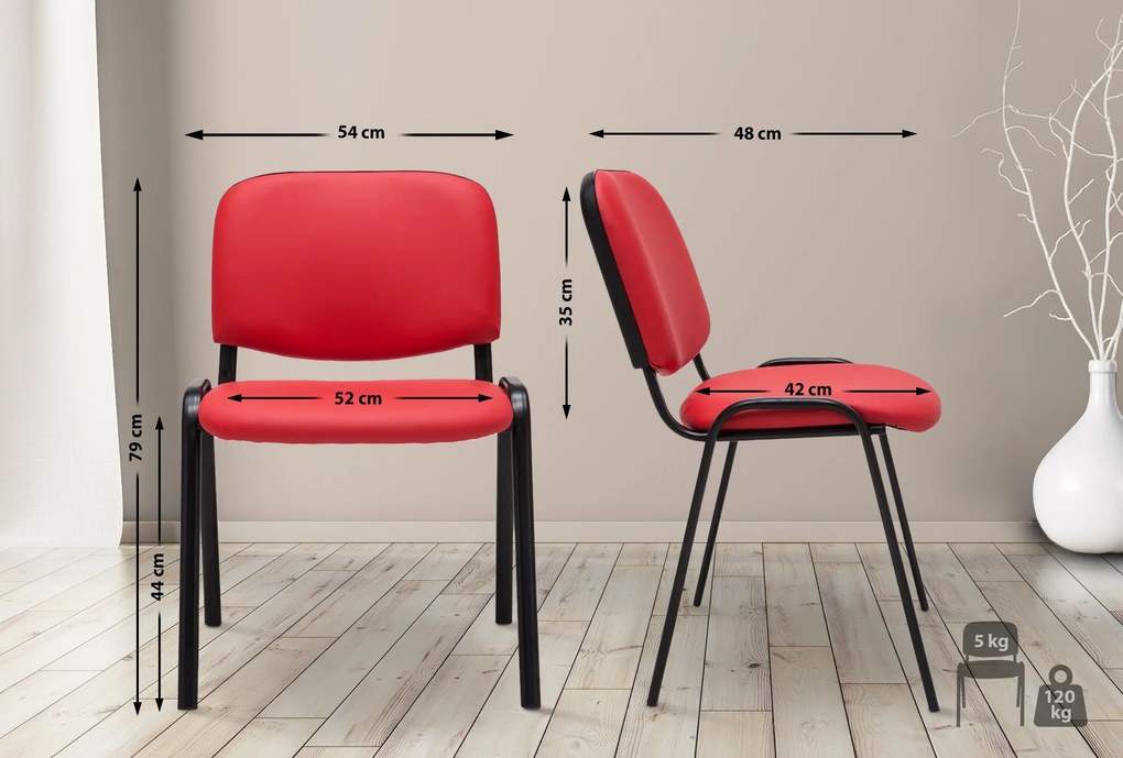 Konferenční židle Ken umělá kůže – červená