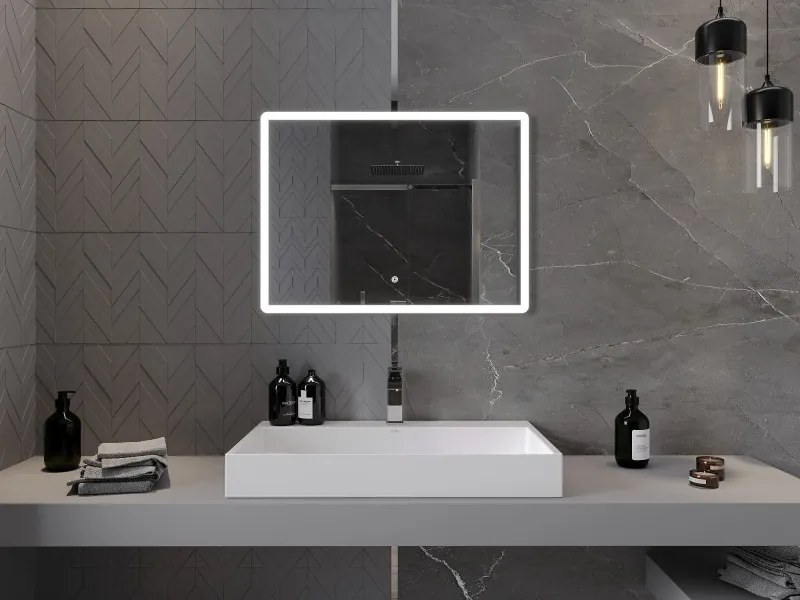 Mexen Navia, LED koupelnové zrcadlo s podsvícením 80 x 60 cm, 6000K, ochrana proti zamlžování, 9803-080-060-611-00