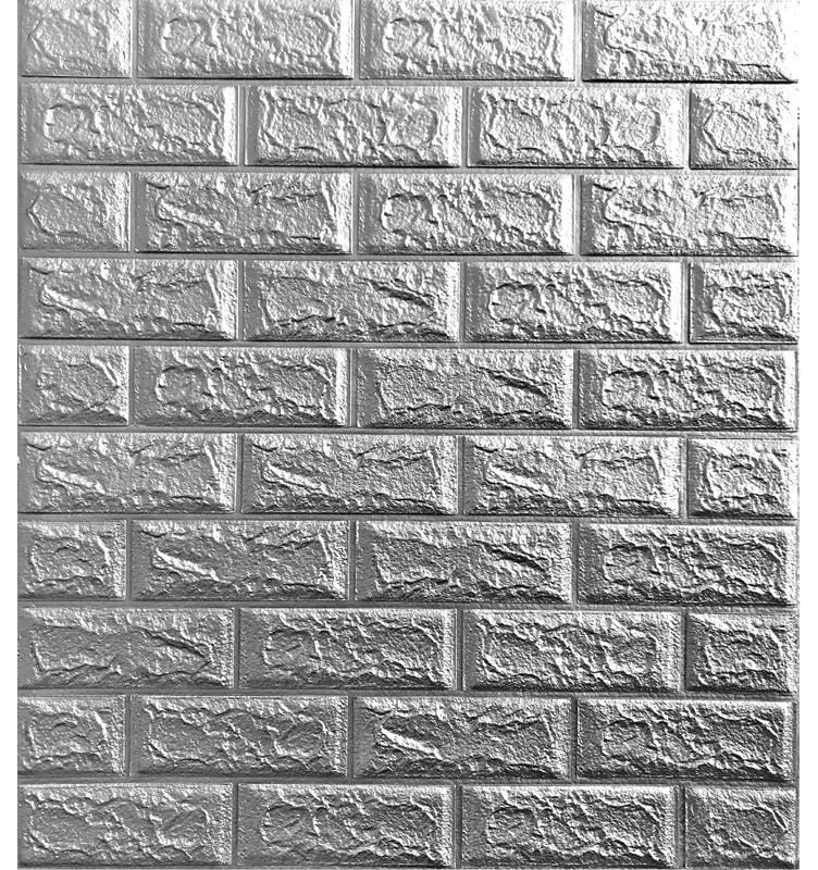 Wall Art Decor ®, N81, 700 x 770 mm,  Samolepicí obkladový panel 3D - Cihla šedo-stříbrná