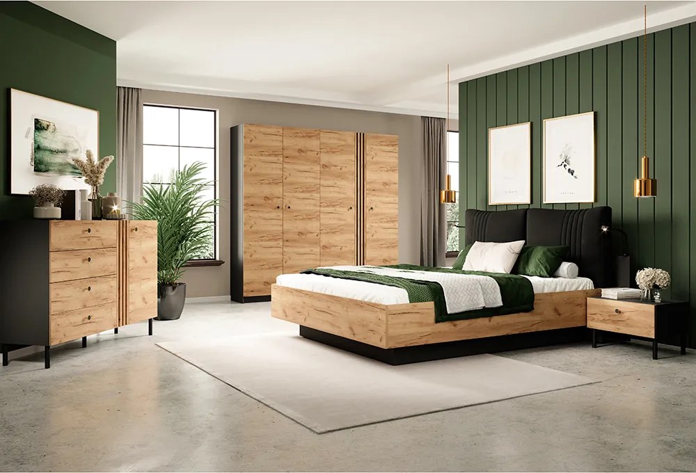 DECO | komoda D4S | 138 cm | kraft zlatý/antracit | VÝPRODEJ Z PRODEJNY