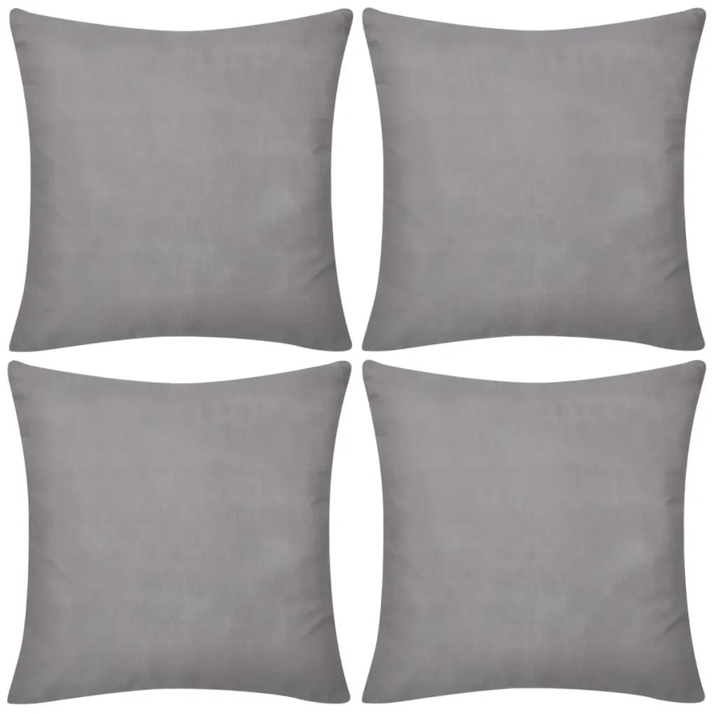 130909 vidaXL 4 šedé povlaky na polštářky bavlna 80 x 80 cm