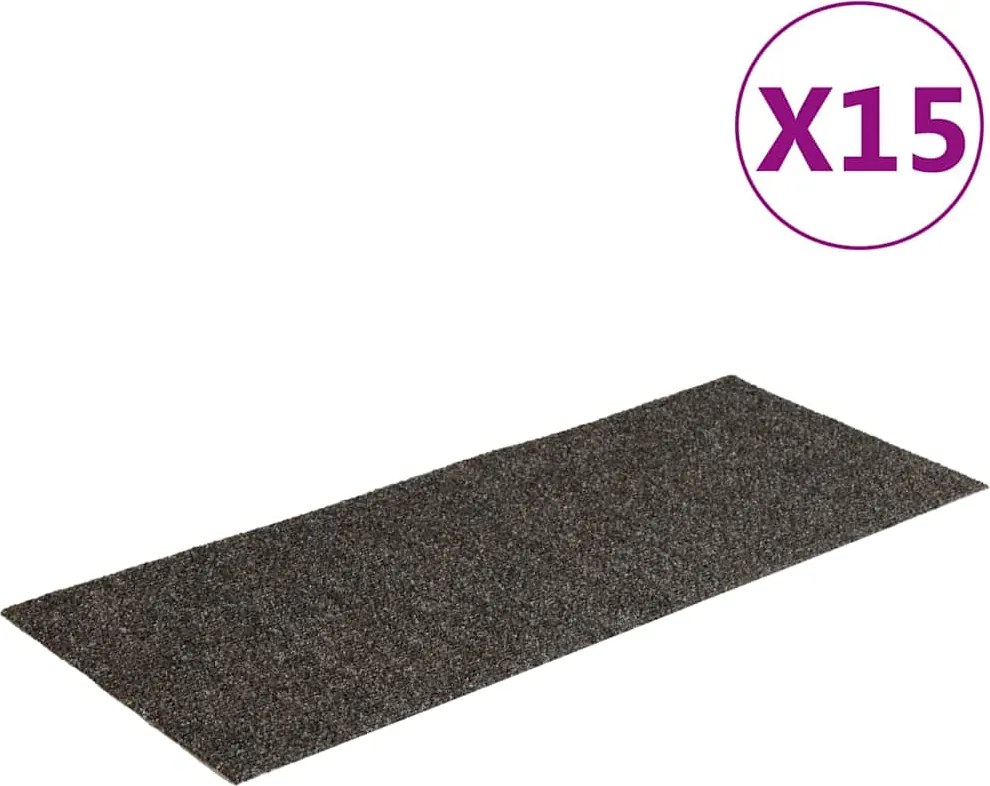 Schodové rohože samolepicí 15 ks 60 x 25 cm antracitové obdélníkové 326920