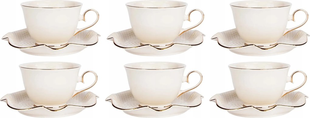 Šálky 6+6 komplet Pandora Cream 250 ml porcelán káva čaj dárek